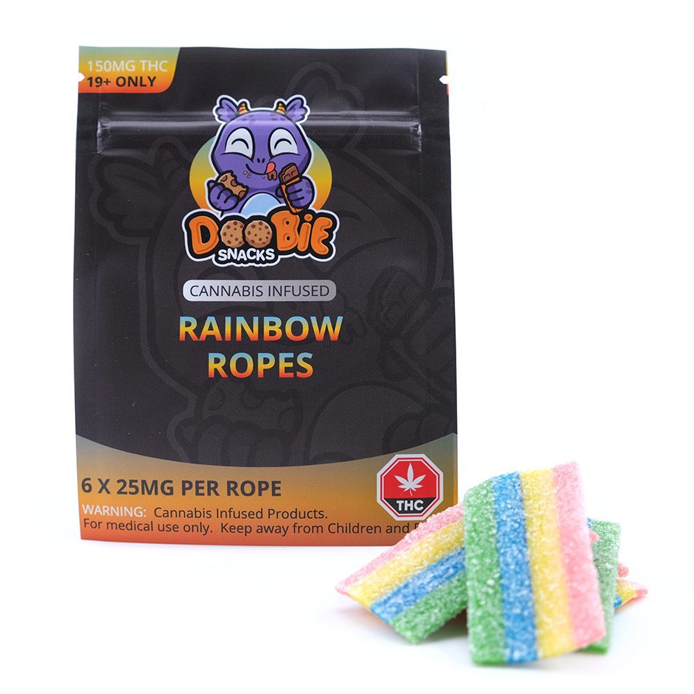 Doobie Snacks - 150 MG THC Gummies - Rainbow Ropes - CannabudPost